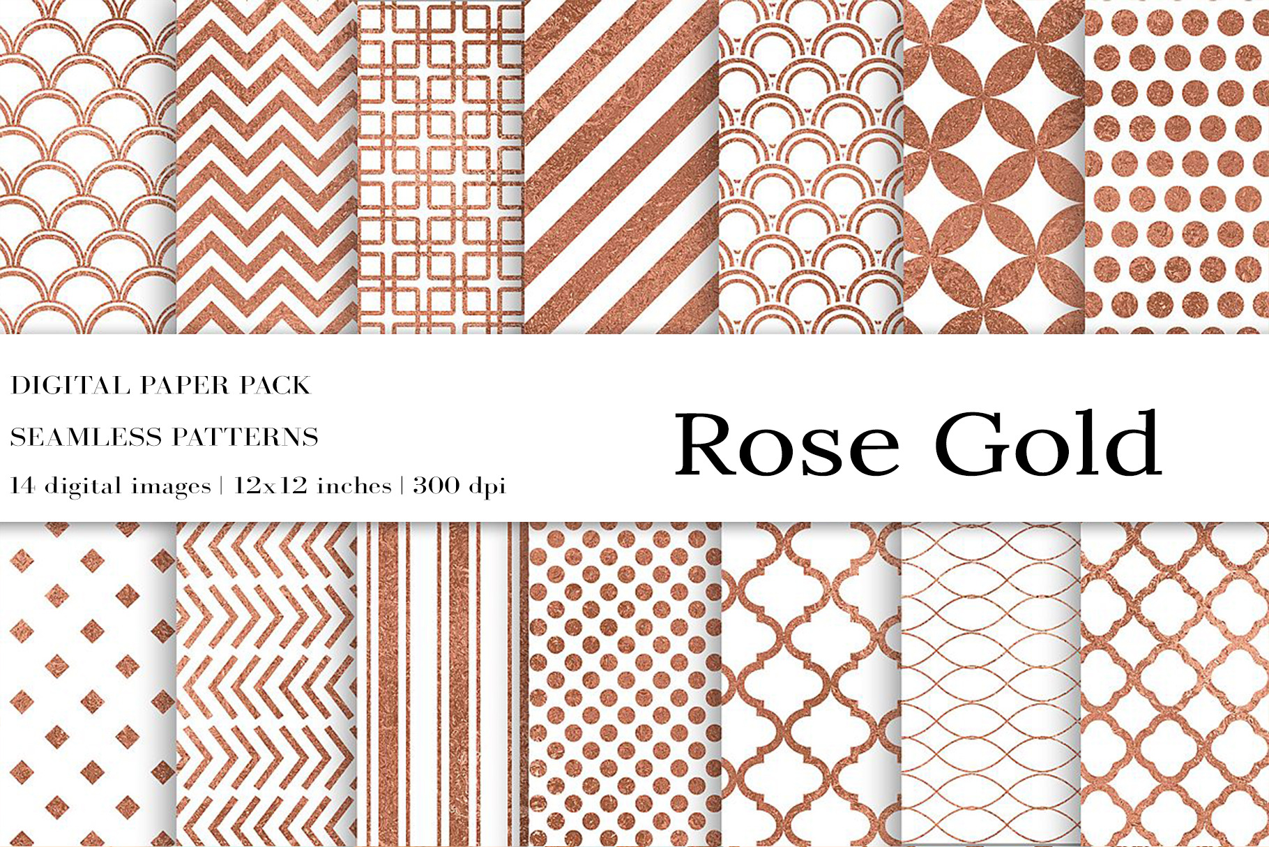 Rose Gold Seamless Patterns, a Pattern Graphic by BonaDesigns