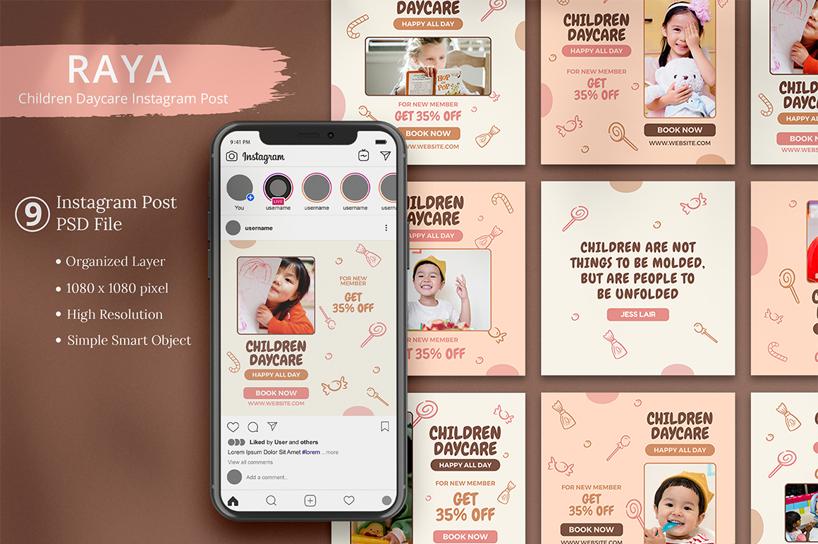 Children Daycare Instagram Post, a Social Media Template by Attype