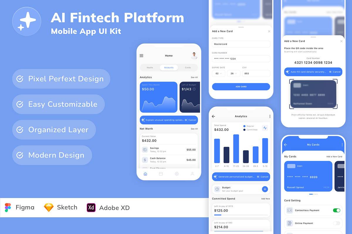 AI Fintech Platform App UI Kit, an UI Kit Template by Betush