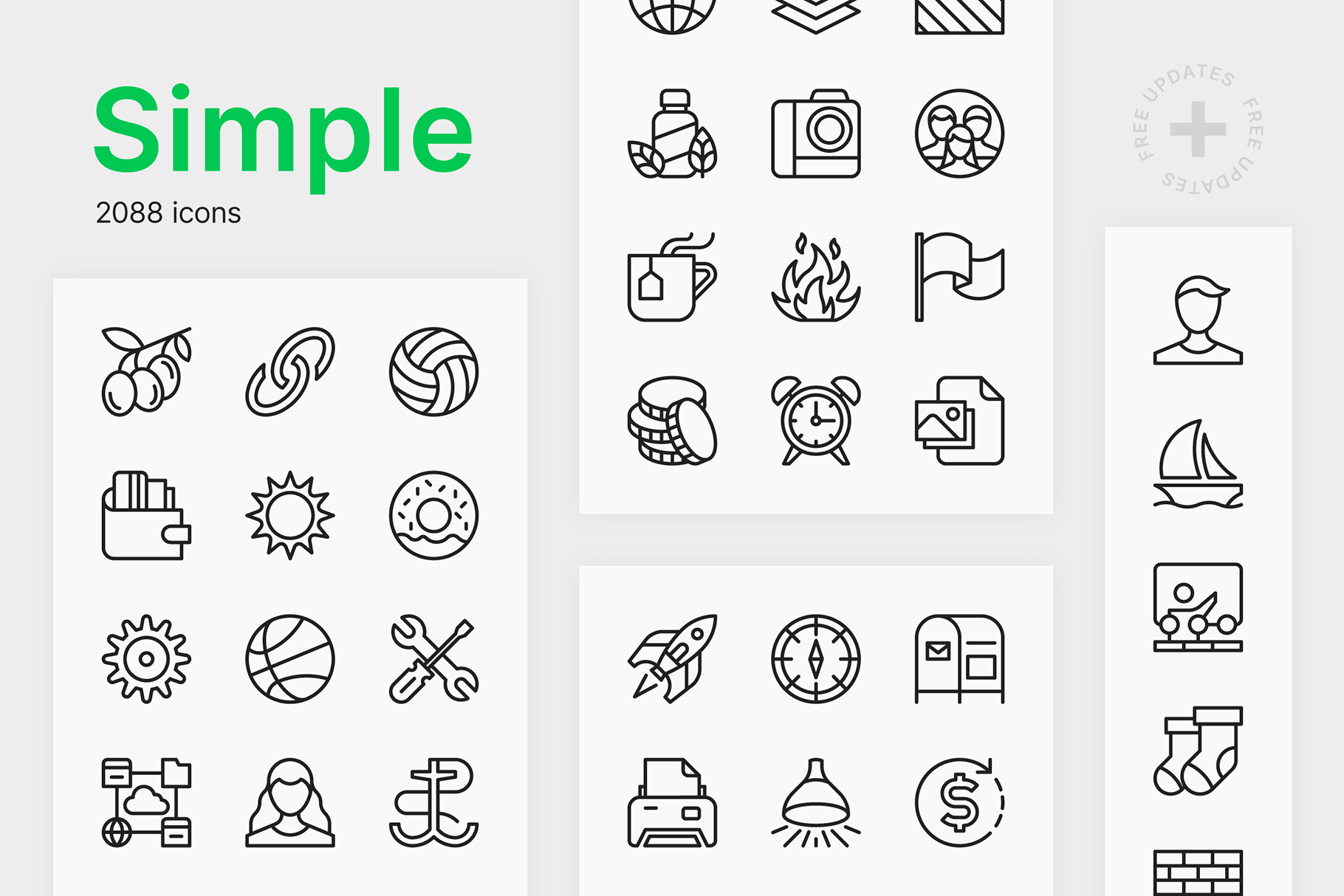 Simple — 2088 Line Icons Bundle, an Outline Icon by EDT.Graphics ...