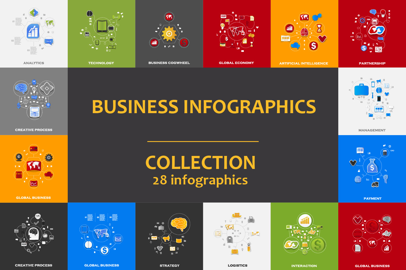 28 BUSINESS infographics | Technology Illustrations ~ Creative Market