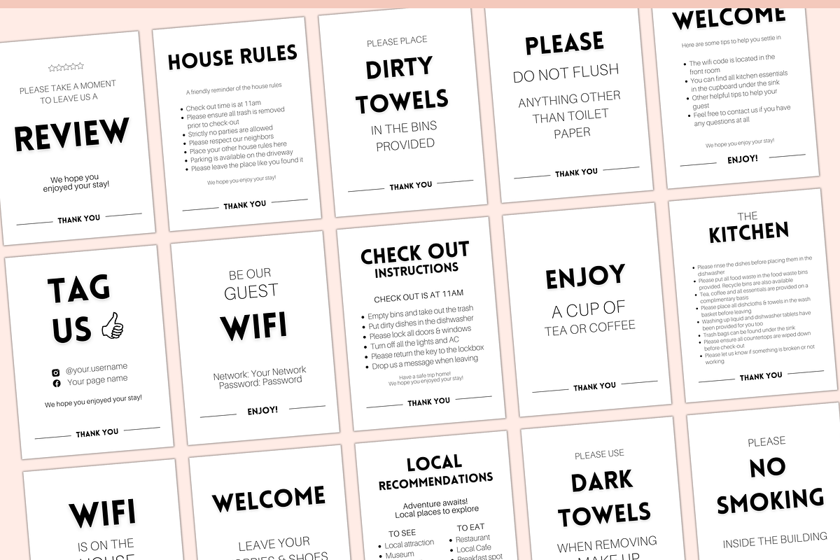 15 Airbnb Sign & Poster Templates