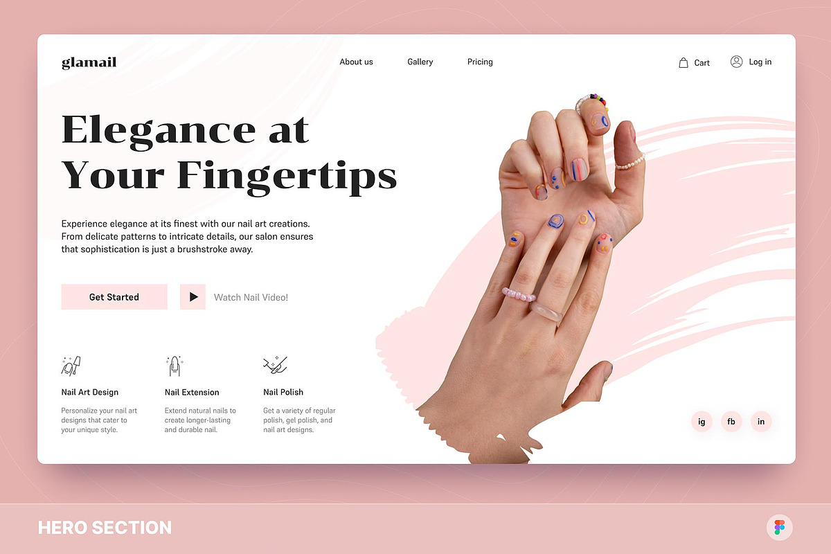 Nail Art Salon Hero Section, an UI Kit Template by Studio Delapan