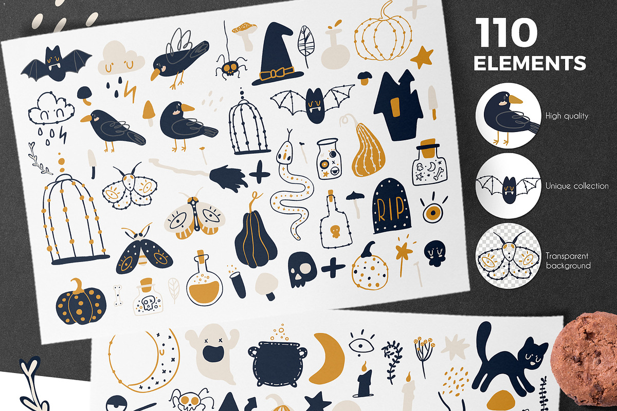 Mystery Halloween clipart collection, an Illustration by Kate Art