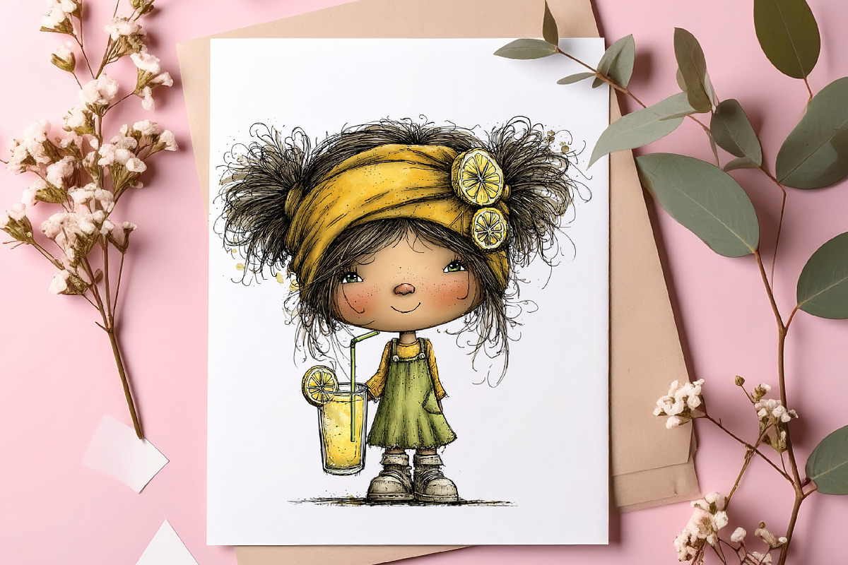 Whimsical Lemon Girls Png Clipart, an Illustration by SinaCreation