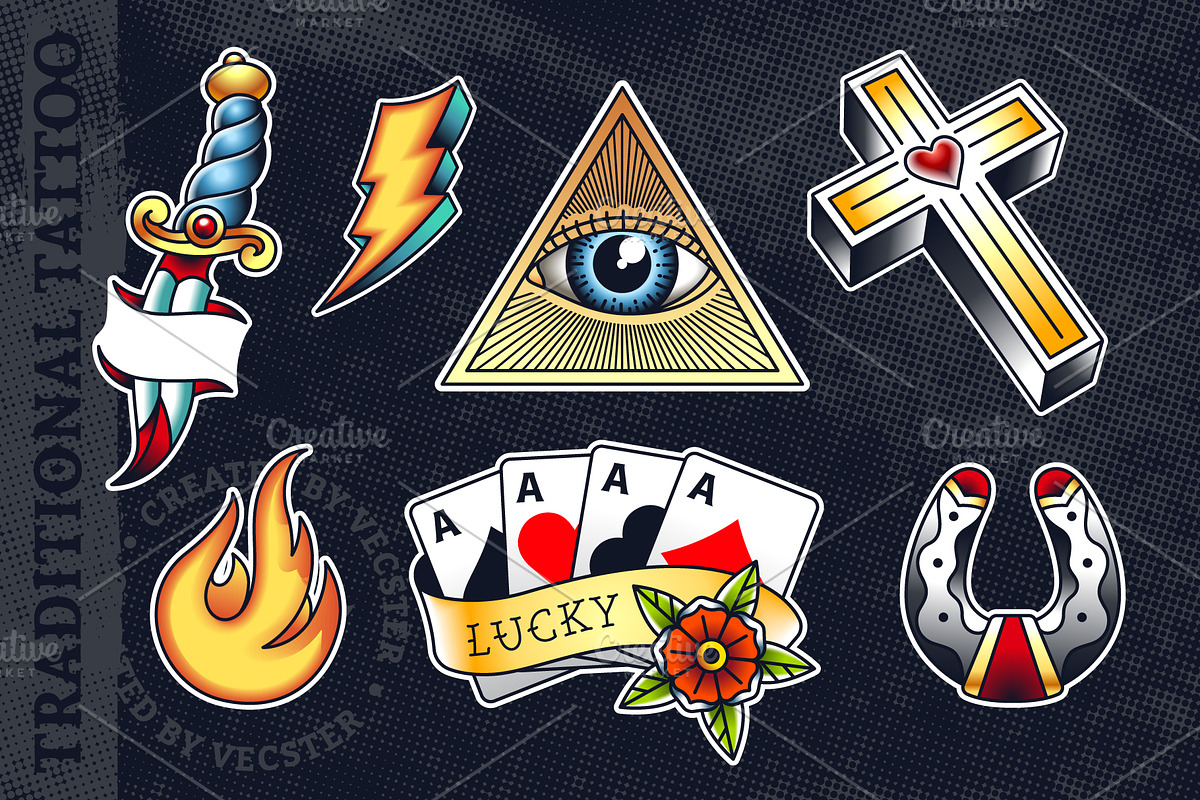 Traditional Tattoo Vector Pack, a Decorative Illustration by Vecster