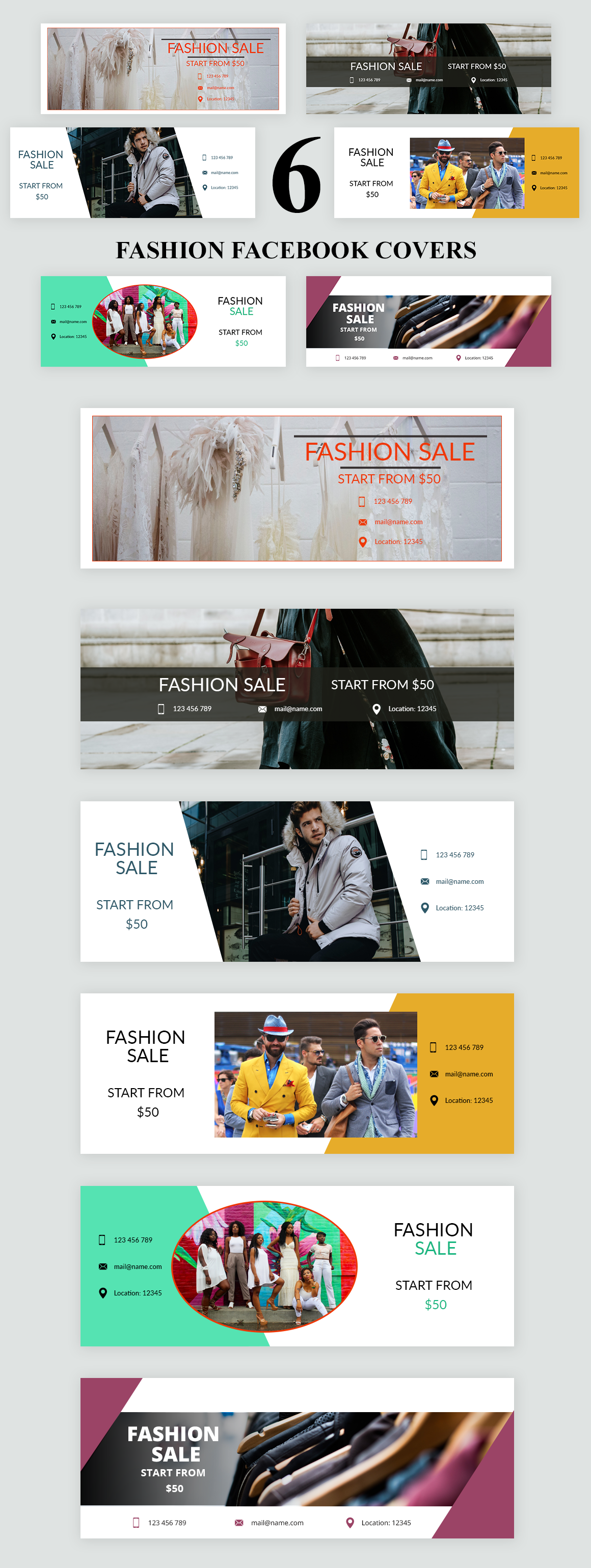 6 Fashion Facebook Covers, a Social Media Template by Creatricks