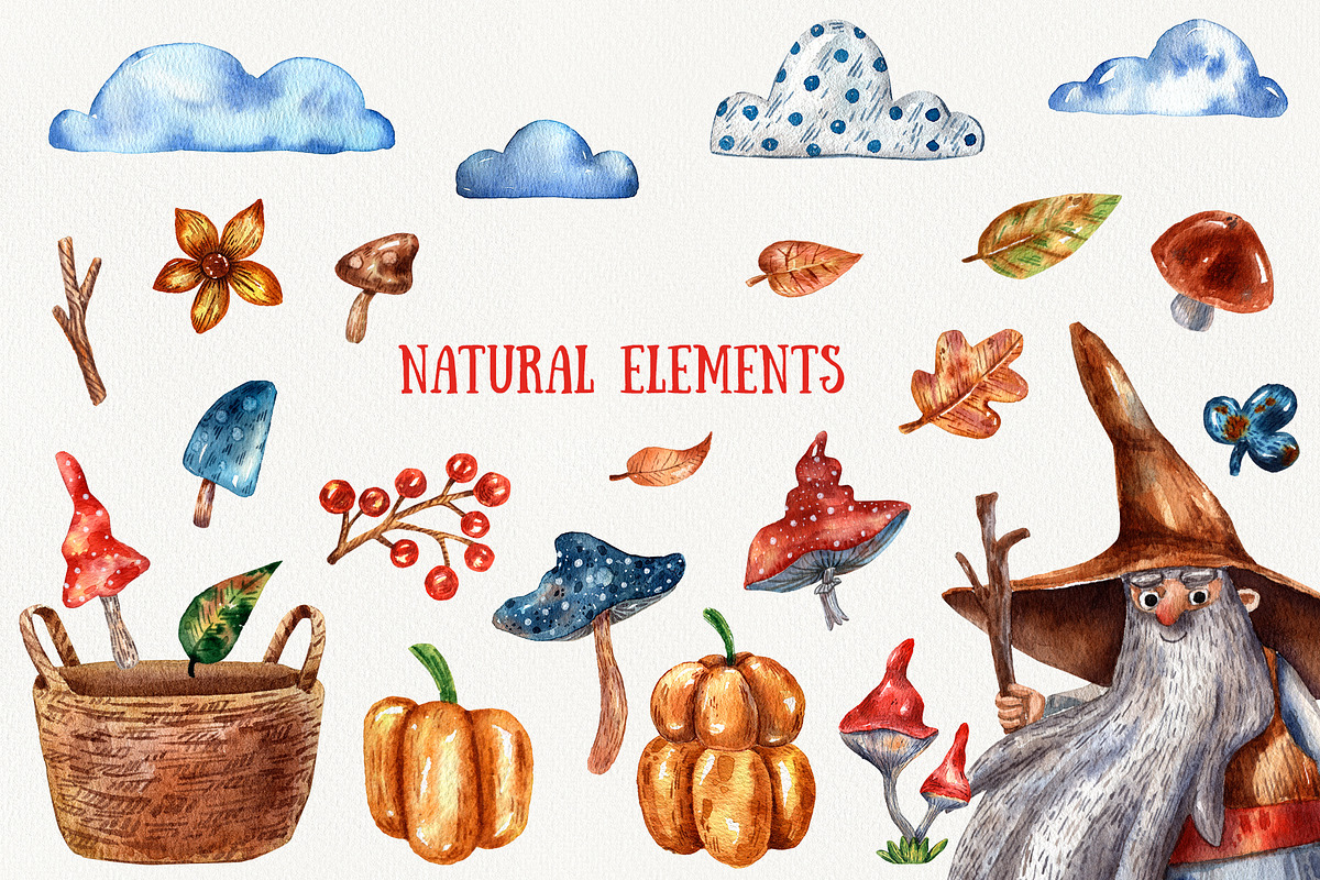 Cute Magicians - Watercolor Clip Art, a Texture Illustration by ...