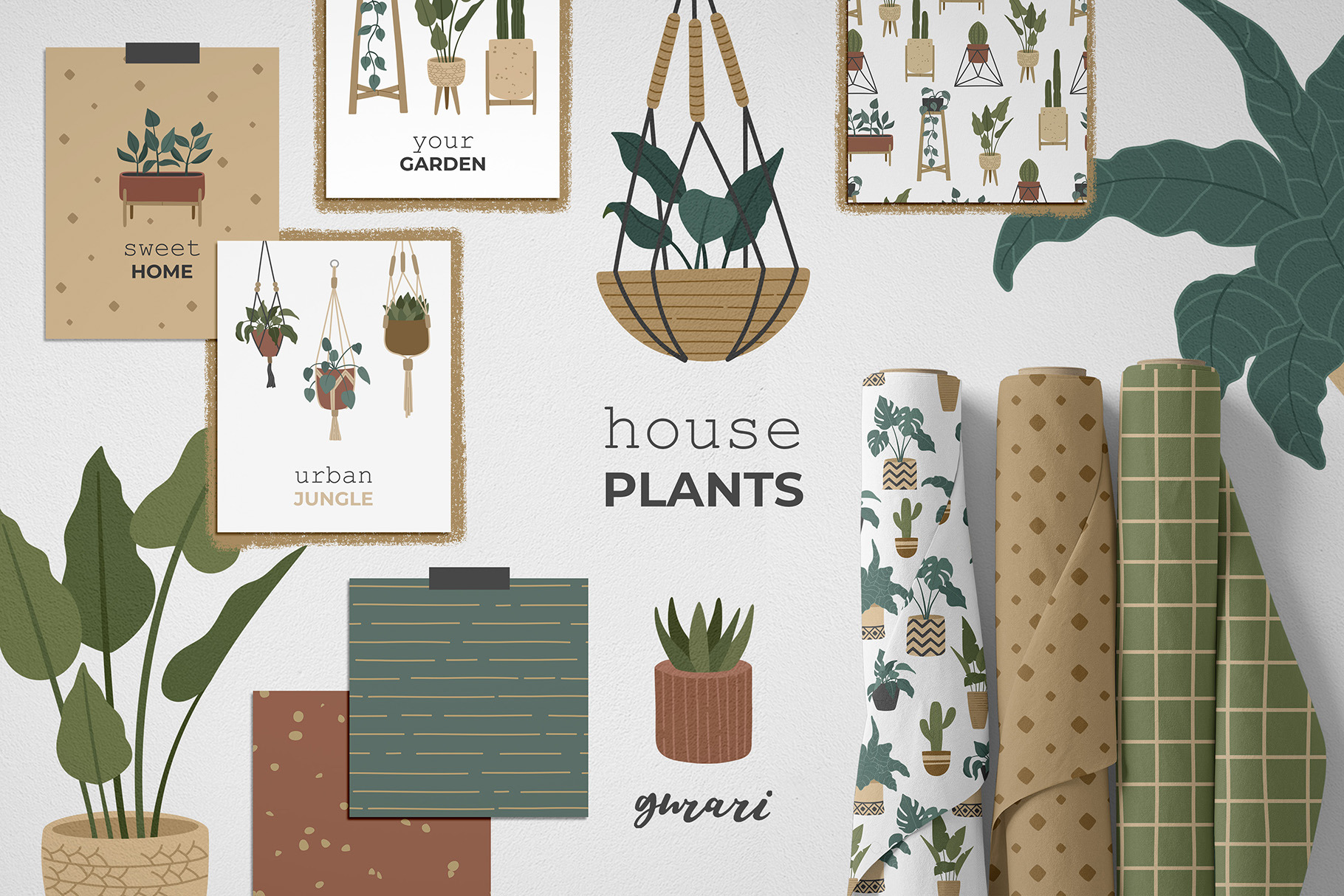 House plants clip art collection, a Decorative Illustration by gurariArt