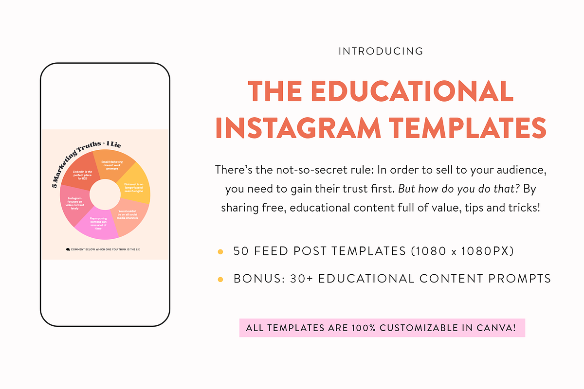 Instagram Educational + Infographics Post Templates for Canva