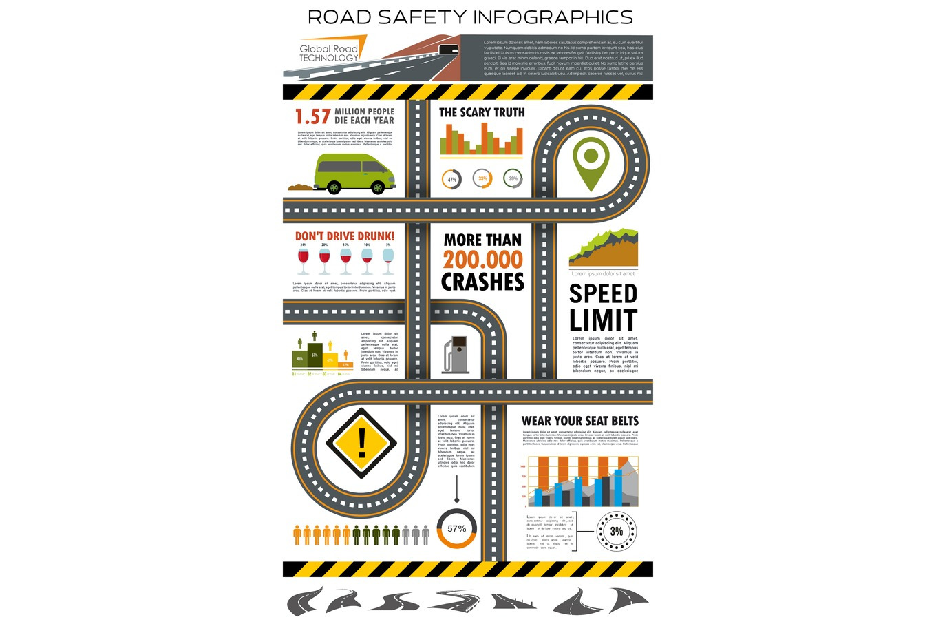 Road and traffic safety infographic design, a Graphic by Vector Tradition