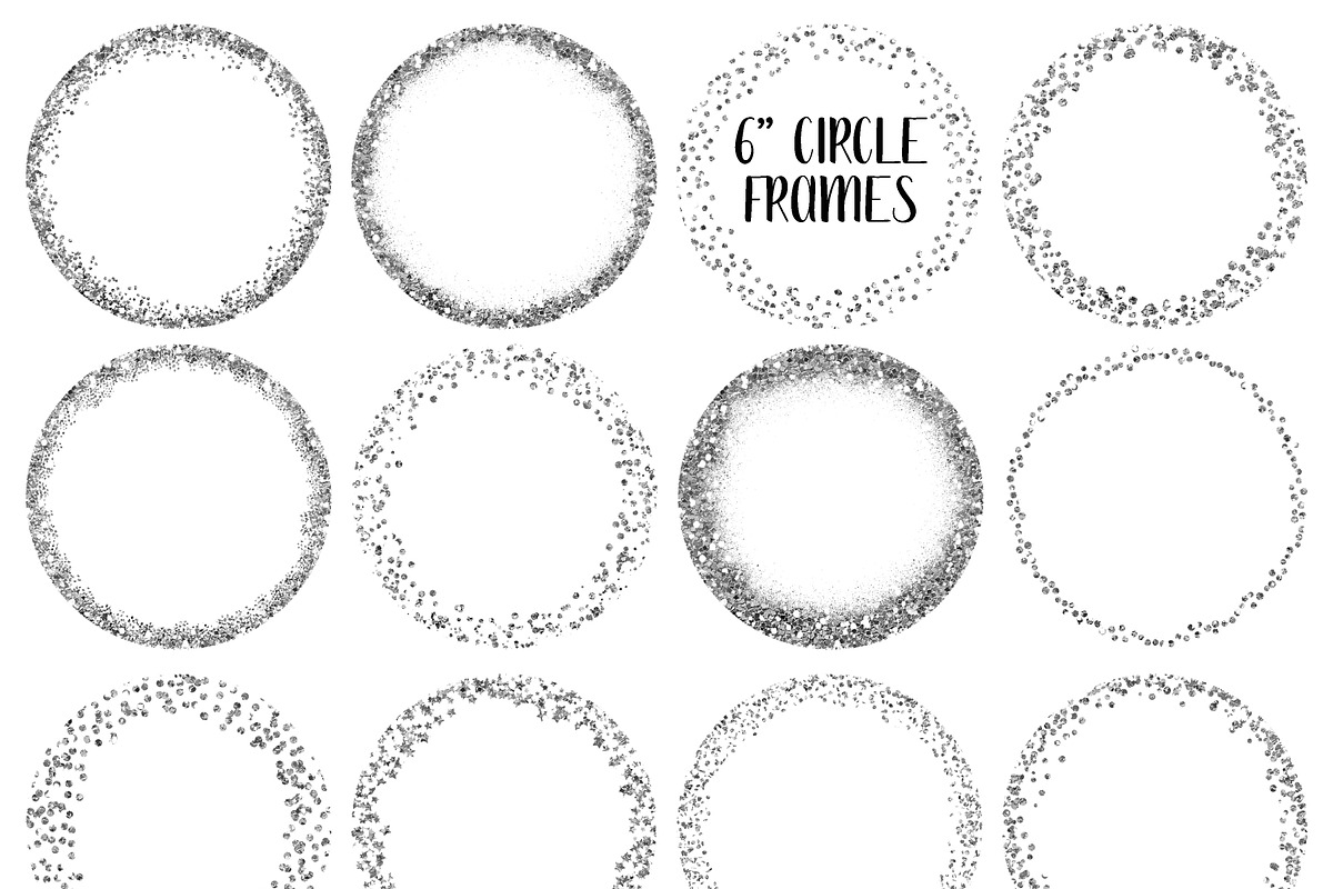 Silver Glitter Frames and Borders, an Illustration by OldMarket Designs