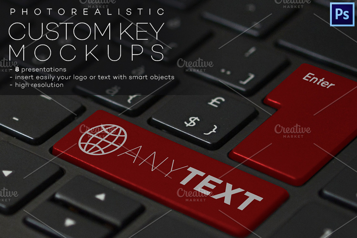 Custom Key on Keyboard Mockups, a Books & Magazine Mockup by ...