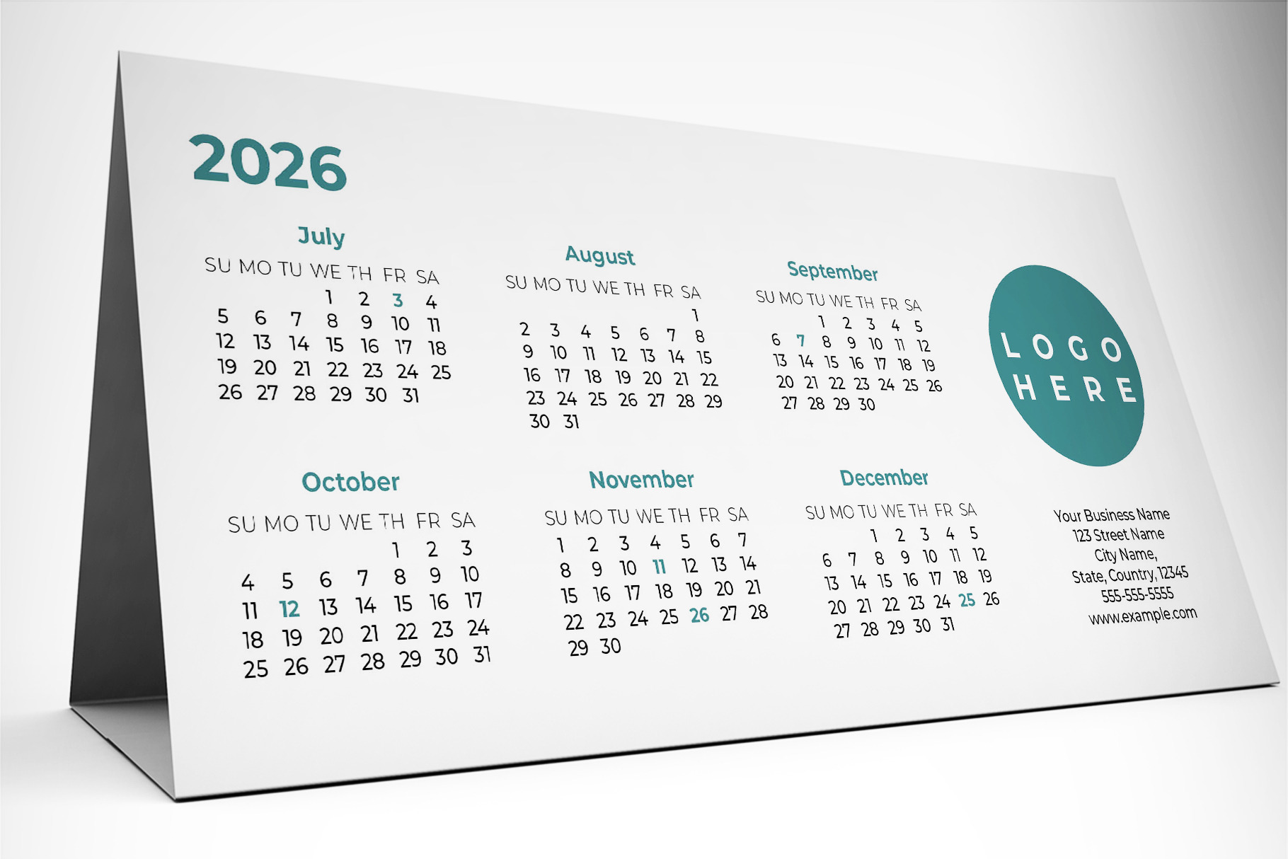 2026 Desk Calendar Template, a Print Template by McLittle Stock