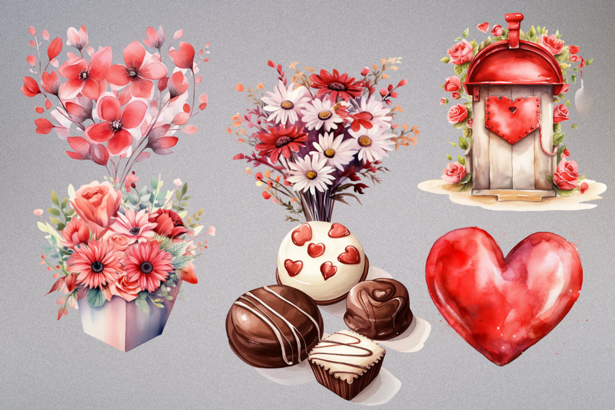 Valentines Day Clipart Bundle, a Seasonal Illustration by Mash Mash ...