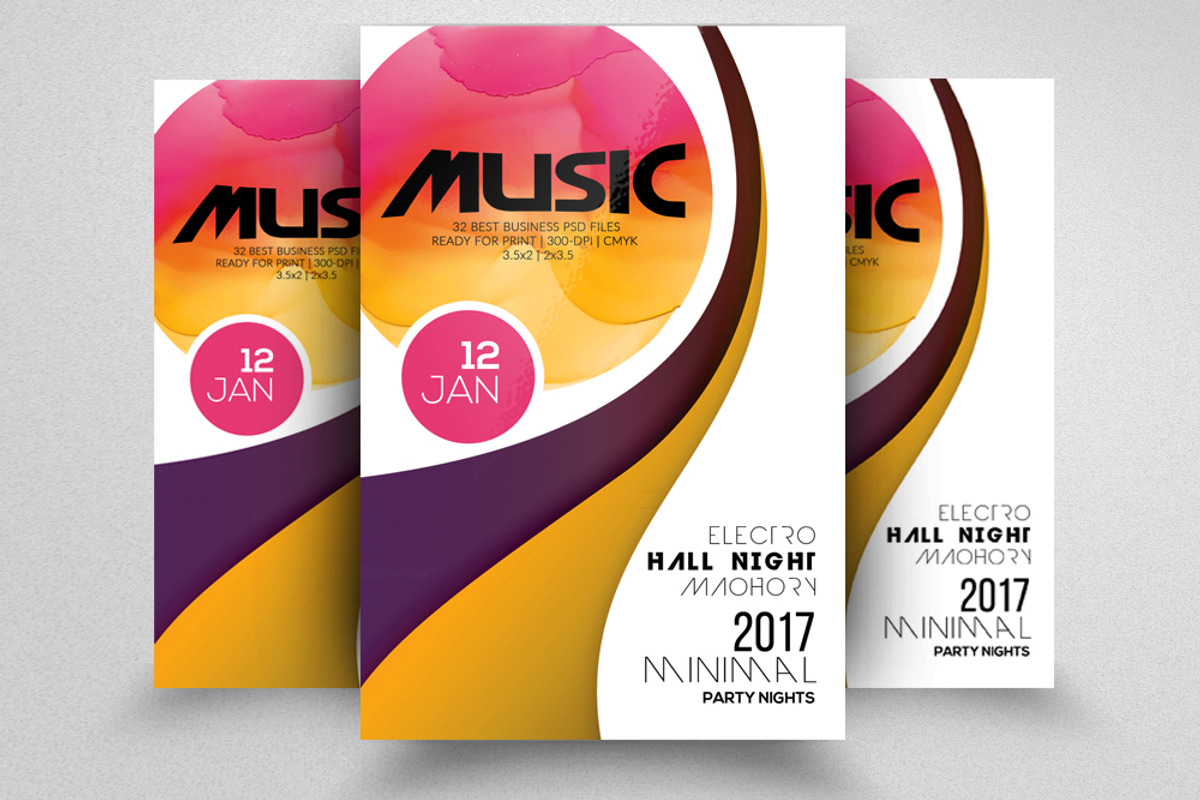 10 Electro Music Flyer Bundle Vol:01, a Flyer Template by Design Up