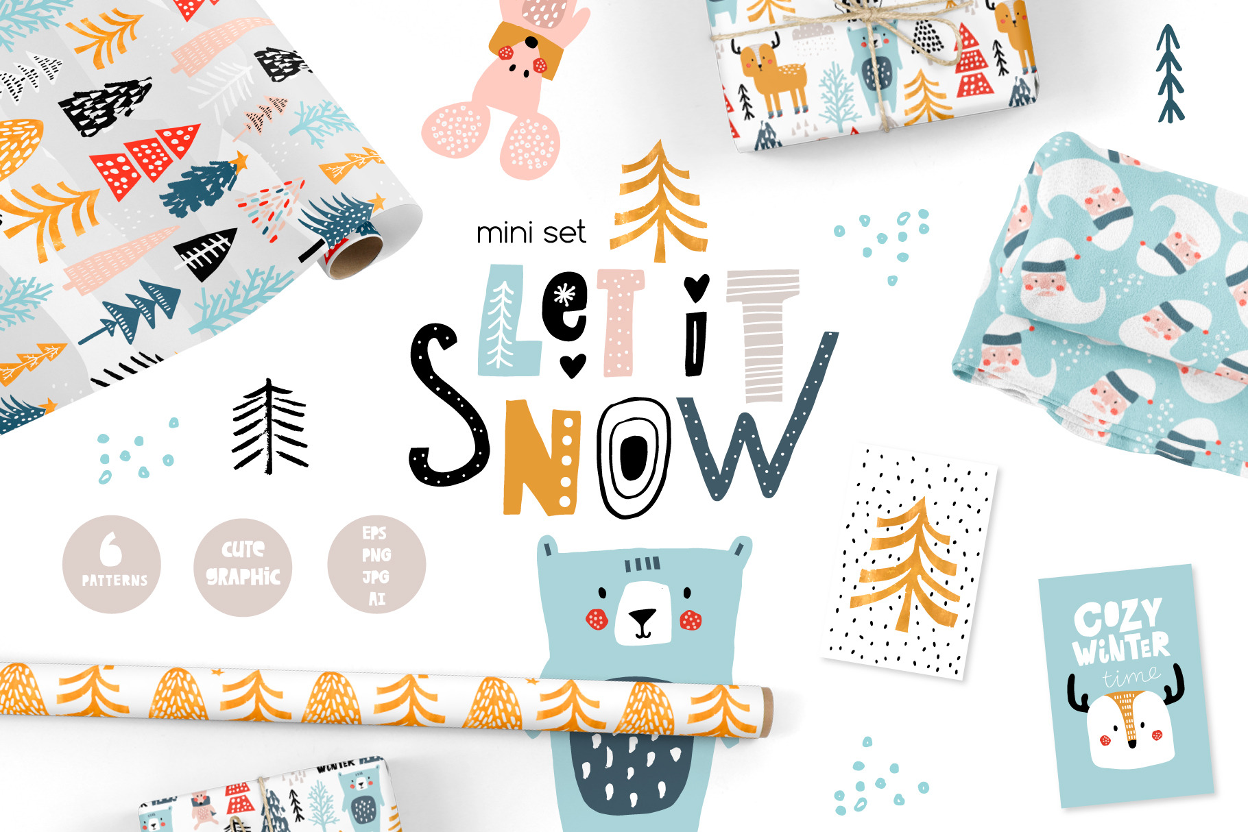 Let it snow. Winter mini set, a Pattern Graphic by solmariart ...