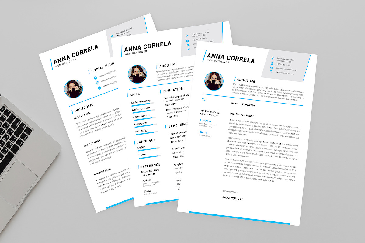 Anna Web Resume Designer, a Resume Template by AQR Studio | Creative Market