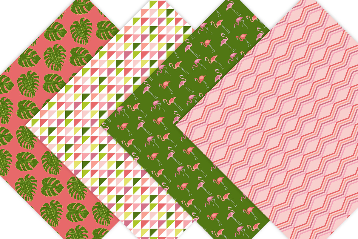 Pink Flamingo Digital Paper, a Pattern Graphic by Leska's Digitals