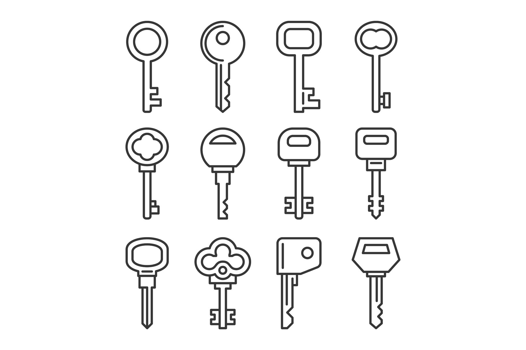 Retro and Modern Key Icons Set, an Illustration by in8finity