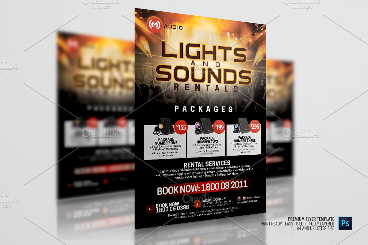 Sound System Rentals Flyer, a Flyer Template by PSDPixel