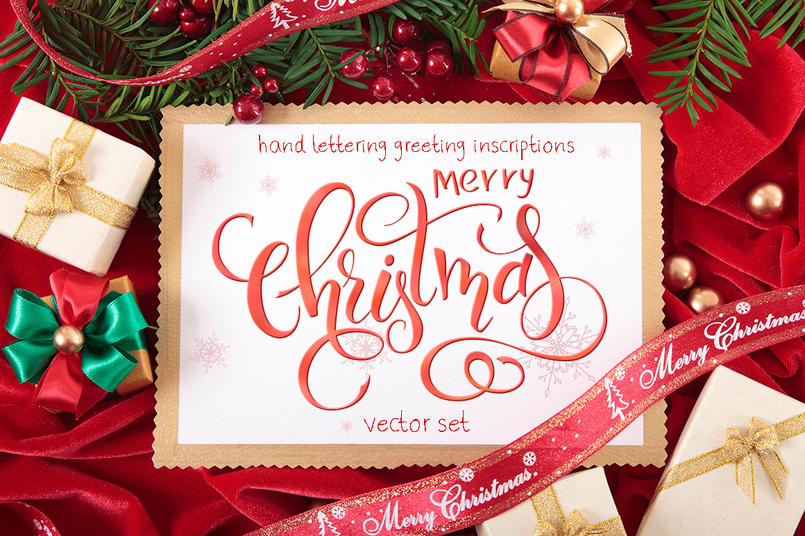 10 Christmas lettering inscriptions, a Graphic by catary art