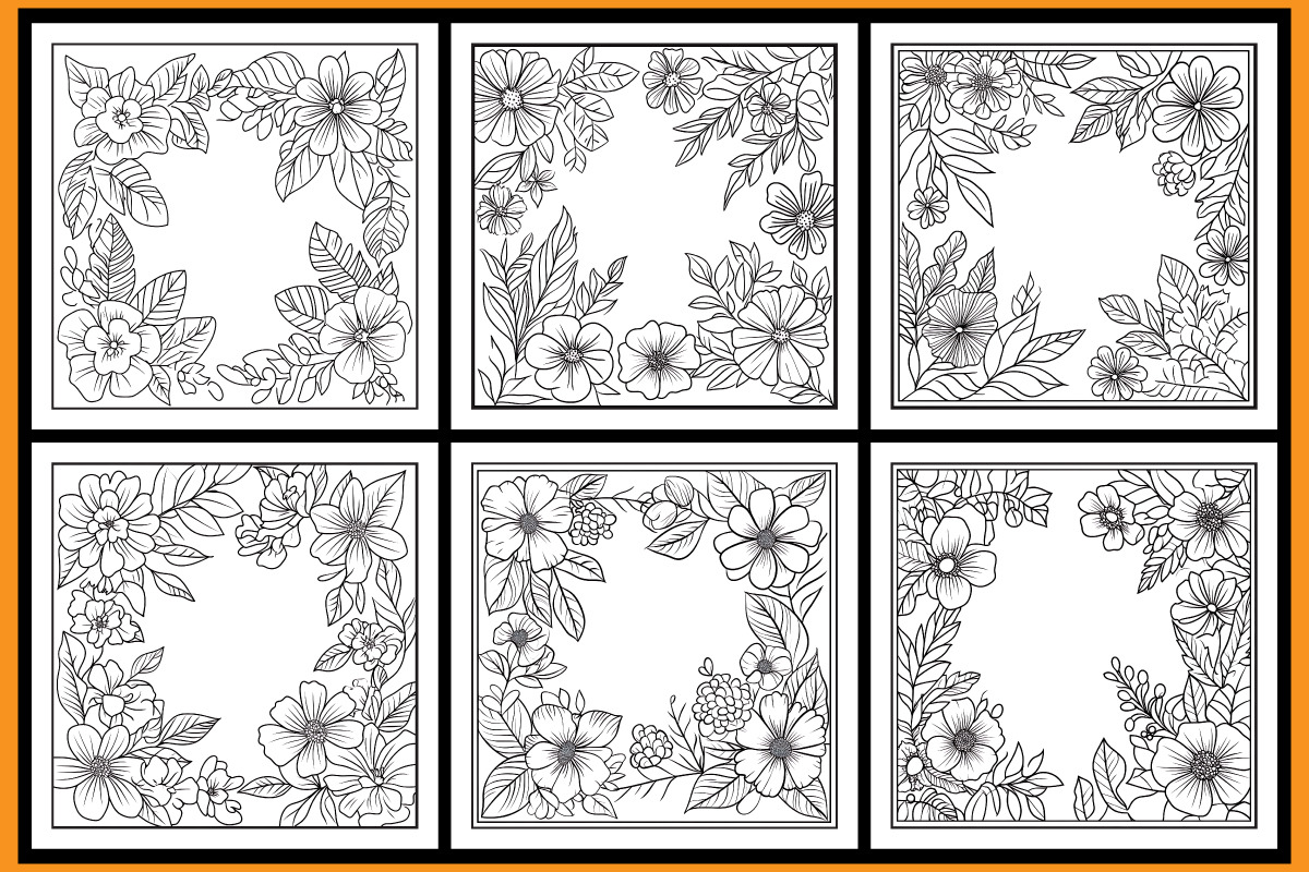 Flower Border Coloring Pages, an Object Graphic by protabsorkar11