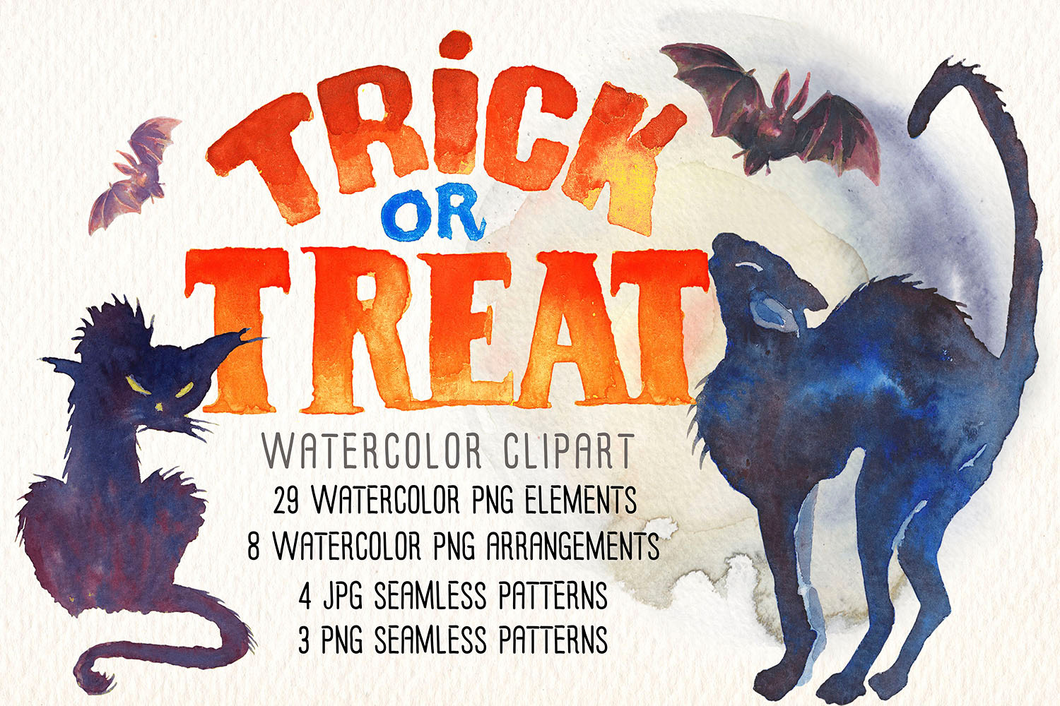 Happy Halloween watercolor clip art, an Illustration by Art & Things