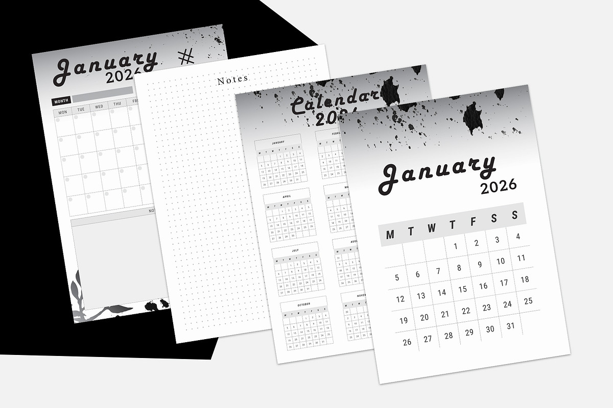 2026 Calendar, Landscape & Portrait, a Stationery Template by MNT-Creator