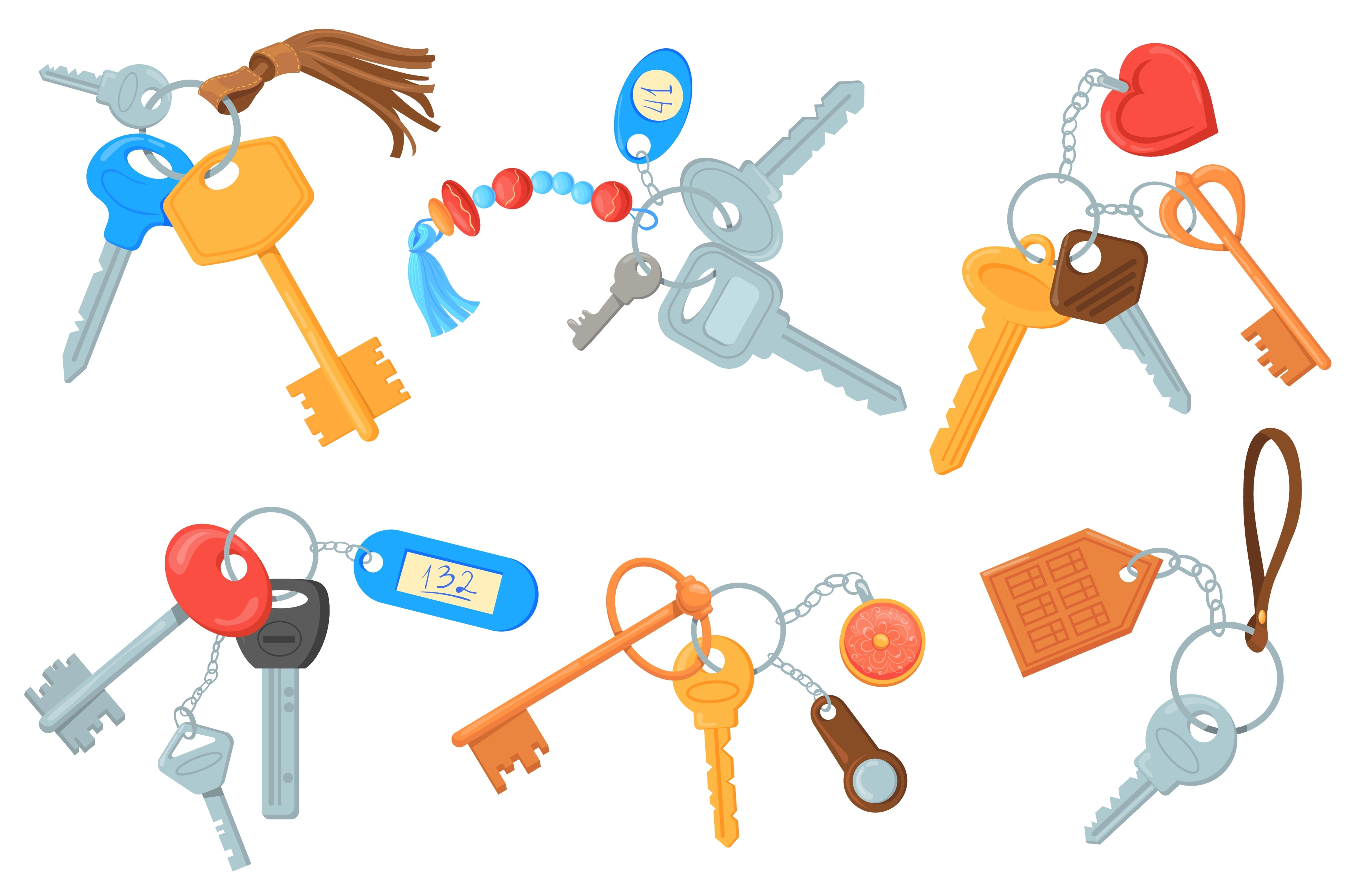 Cartoon keyrings. Apartment keys, a Background Graphic by Stock-Smart-Start