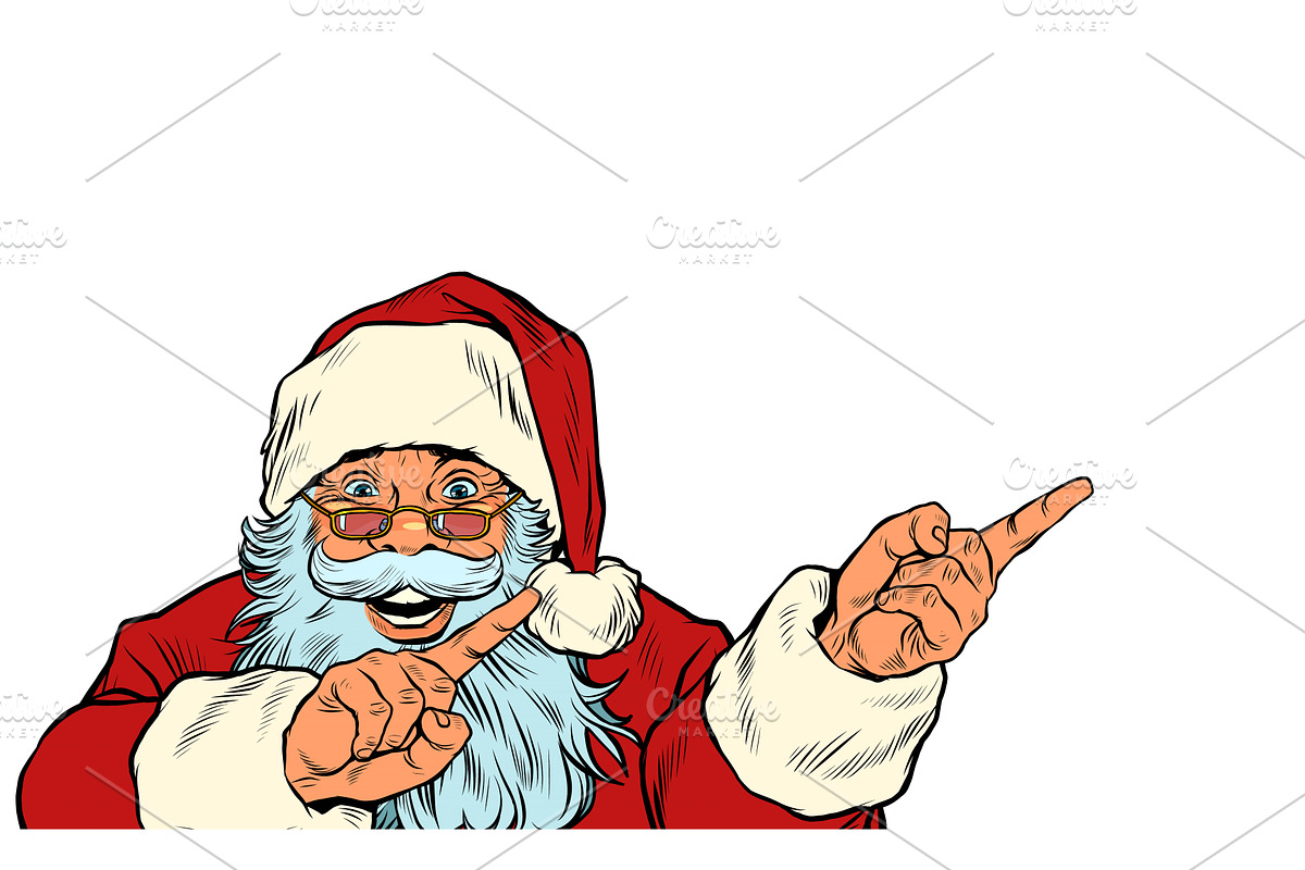 Santa Claus shows the side, an Illustration by studiostoks | Creative ...