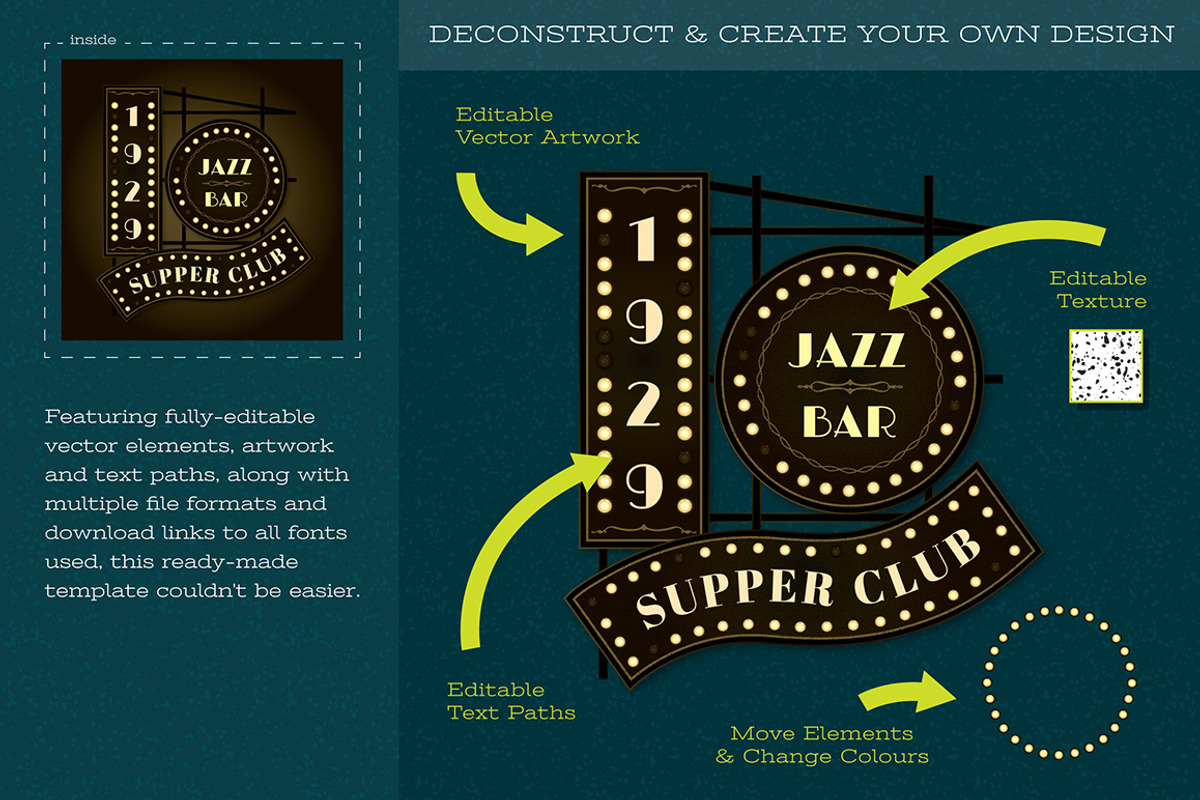 Art Deco Jazz Club Logo Template, a Branding & Logo Template by ...