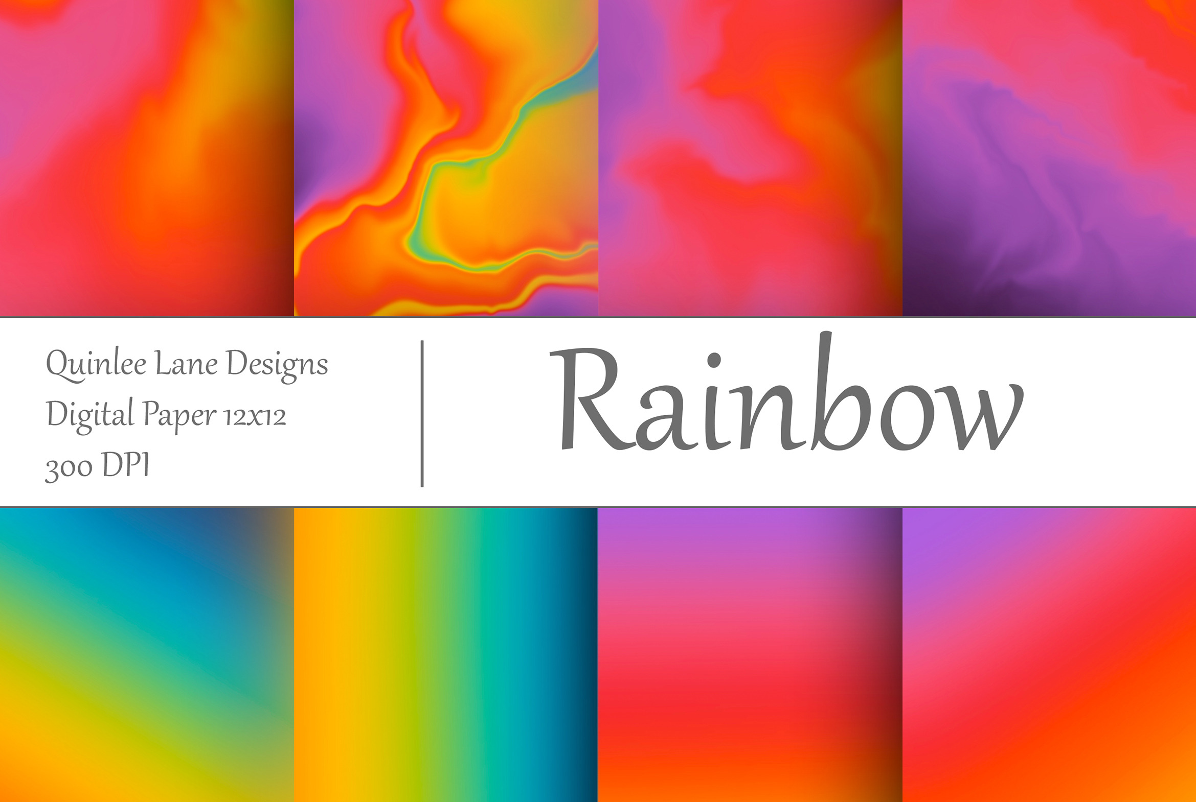 Rainbow Gradient Digital Textures, a Texture Graphic by Quinn Lane Designs