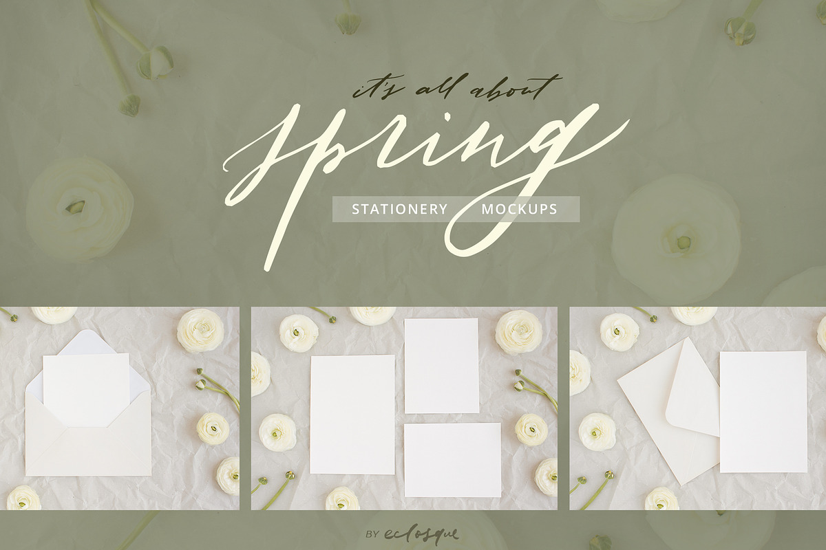 Spring Styled Stationery Mockups, a Print Template by eclosque
