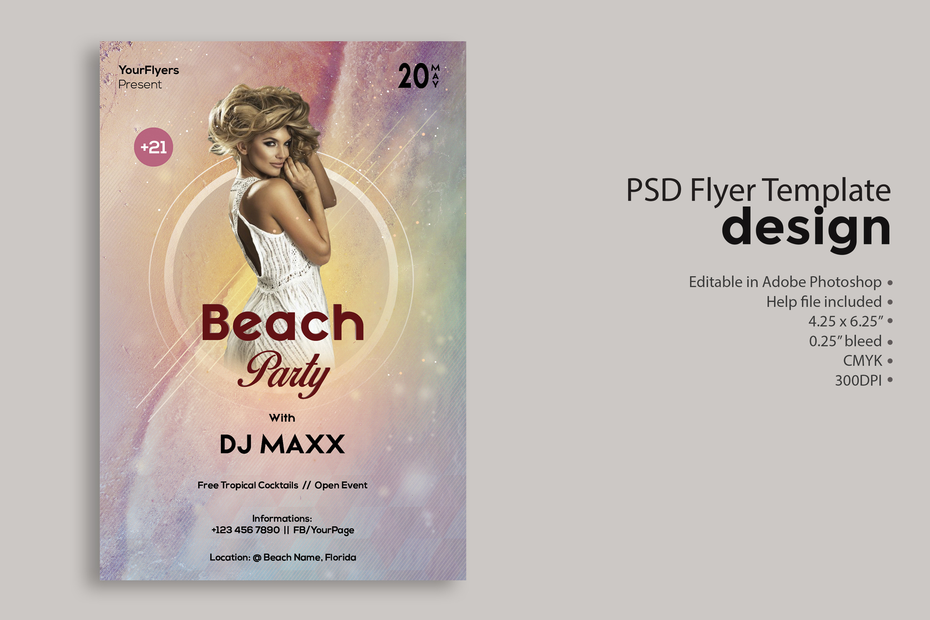 Beach Party PSD Flyer Template | Creative Market