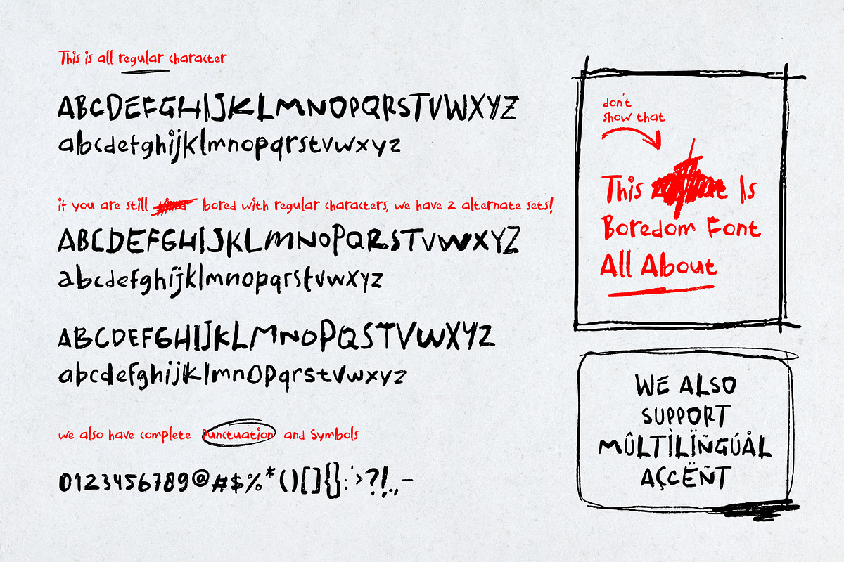 Boredom - Handwritten Font