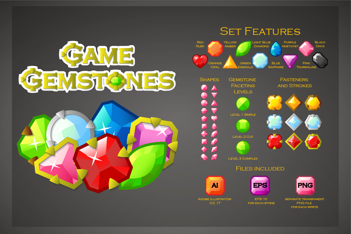 Game Gemstones, an Object Graphic by sunny_sunny_game_art | Creative Market