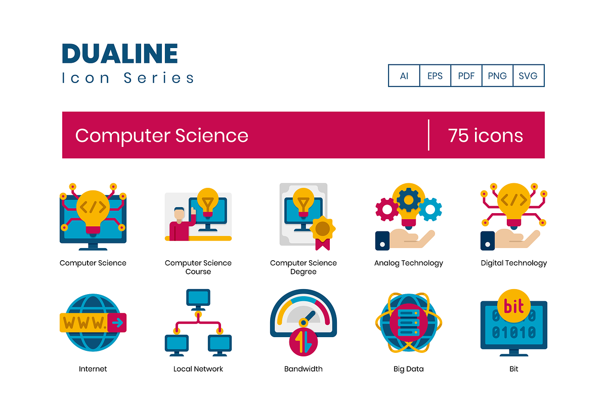 75 Computer Science Icons | Dualine, an Icon by Flat Icons