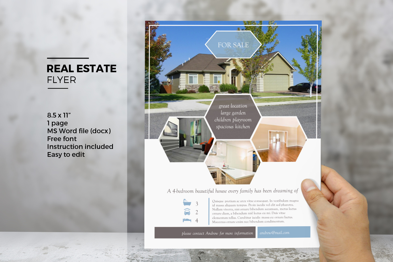 MS Word real estate flyer template, a Flyer Template by Inkpower