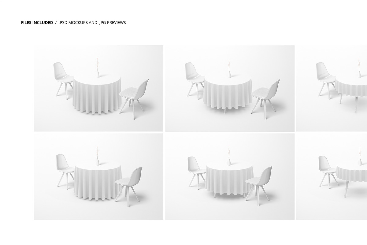 Round Tablecloth Mockup Set, a Household Mockup by creatsy5