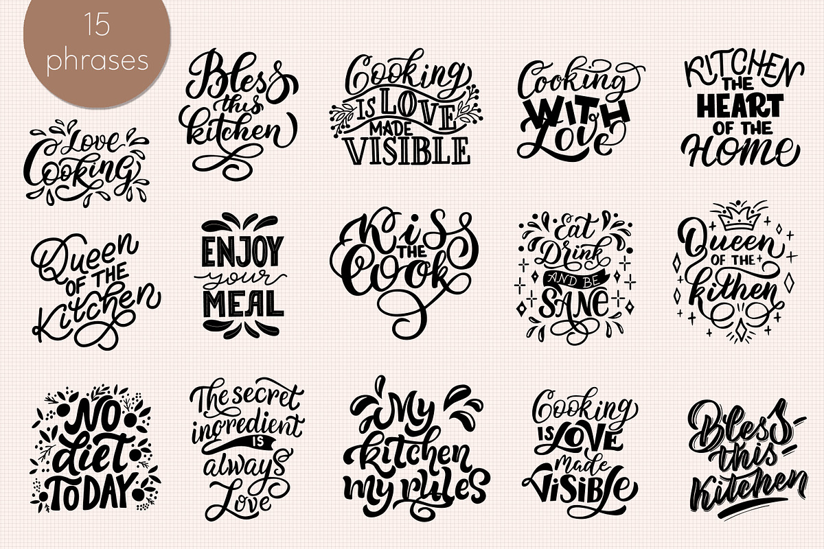 Kitchen Quotes SVG Bundle, an Illustration by rinaletters