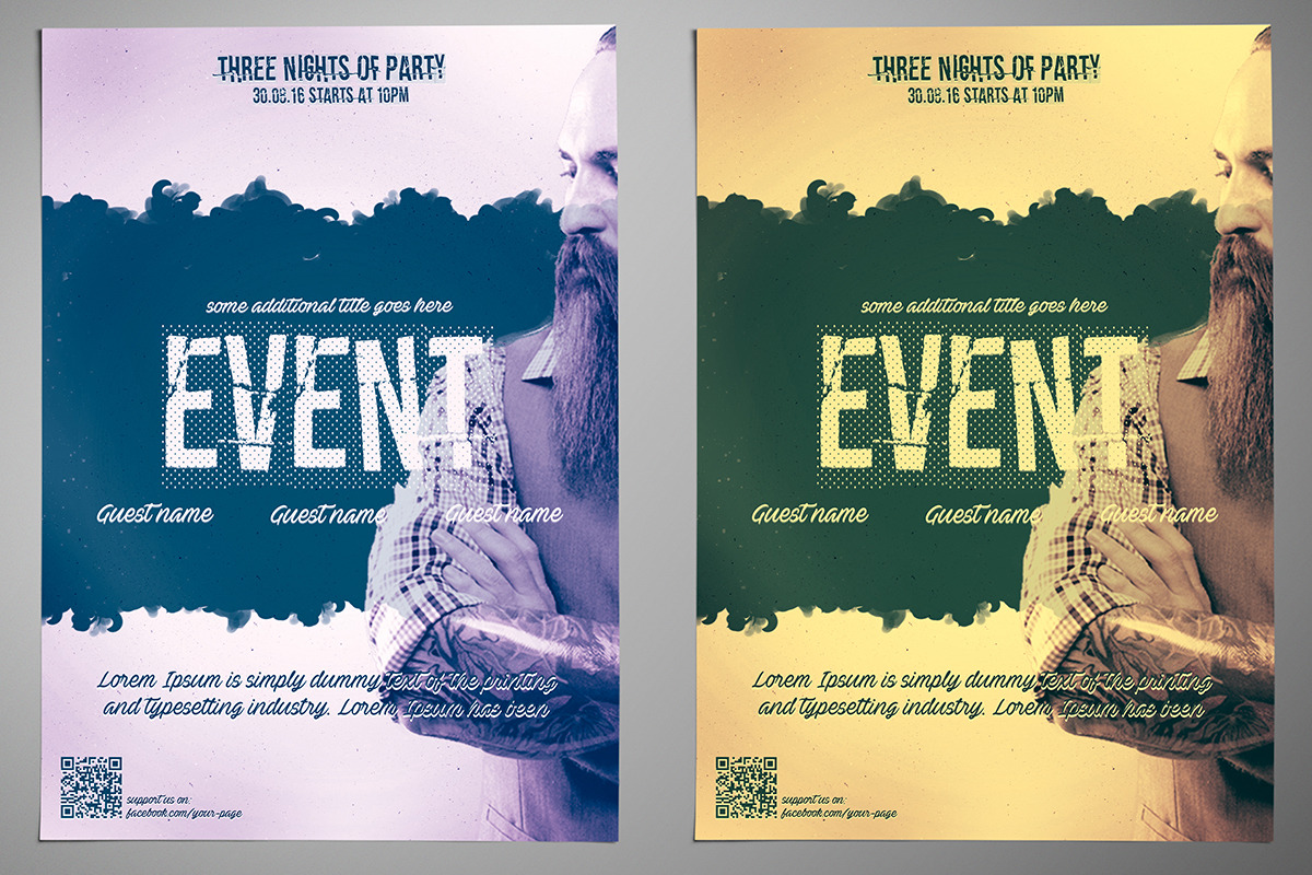 Flyer Template 6 Color Schemes, a Flyer Template by Tzochko