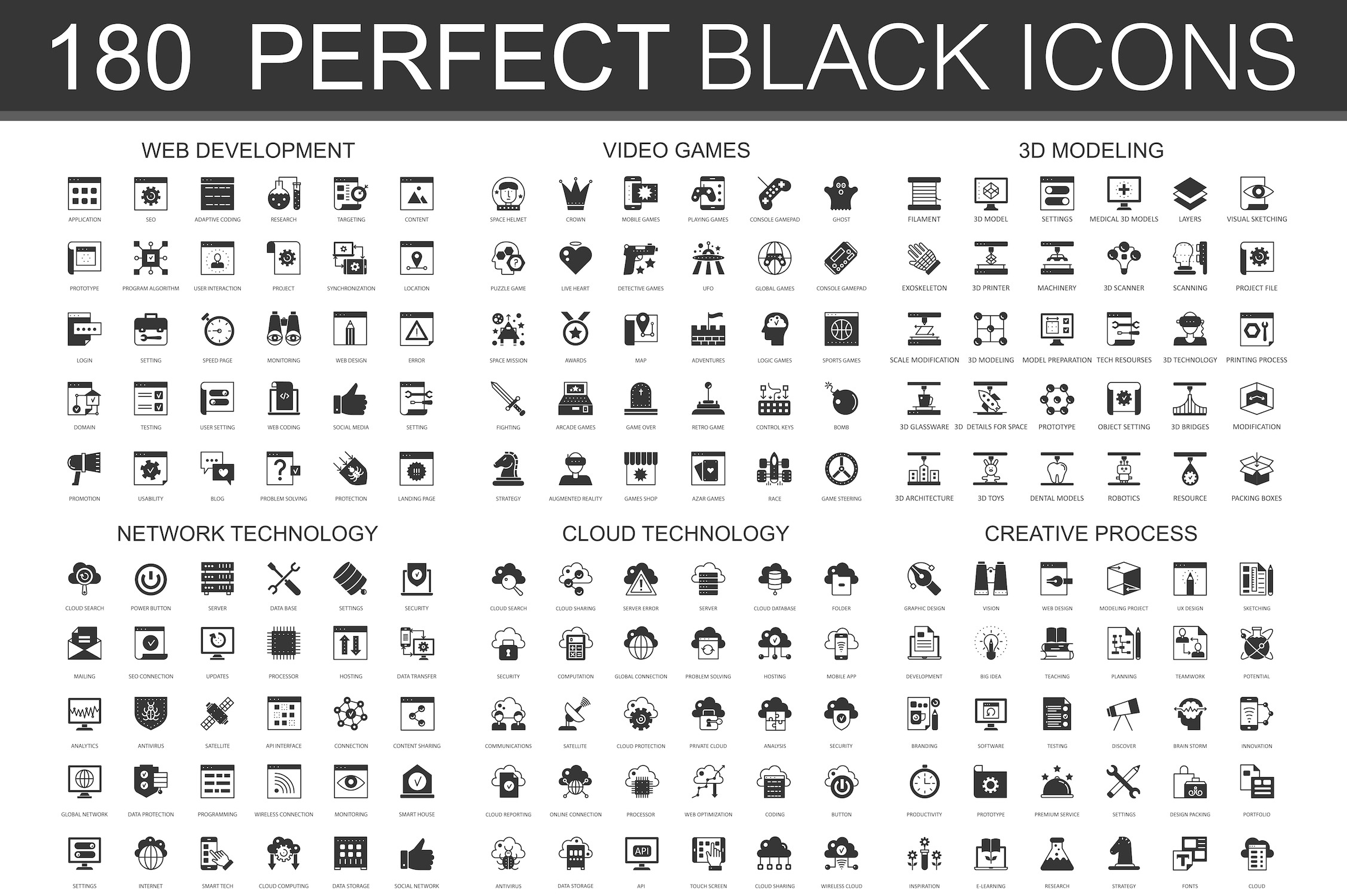 180 Black classic icons, an Icon by Lemberg Vector
