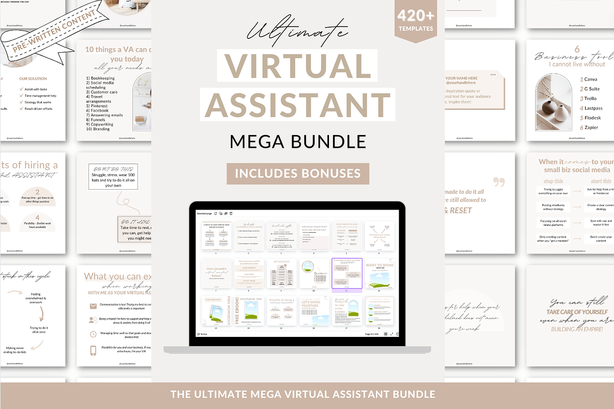 Virtual assistant Canva templates, a Social Media Template by Cate Creates