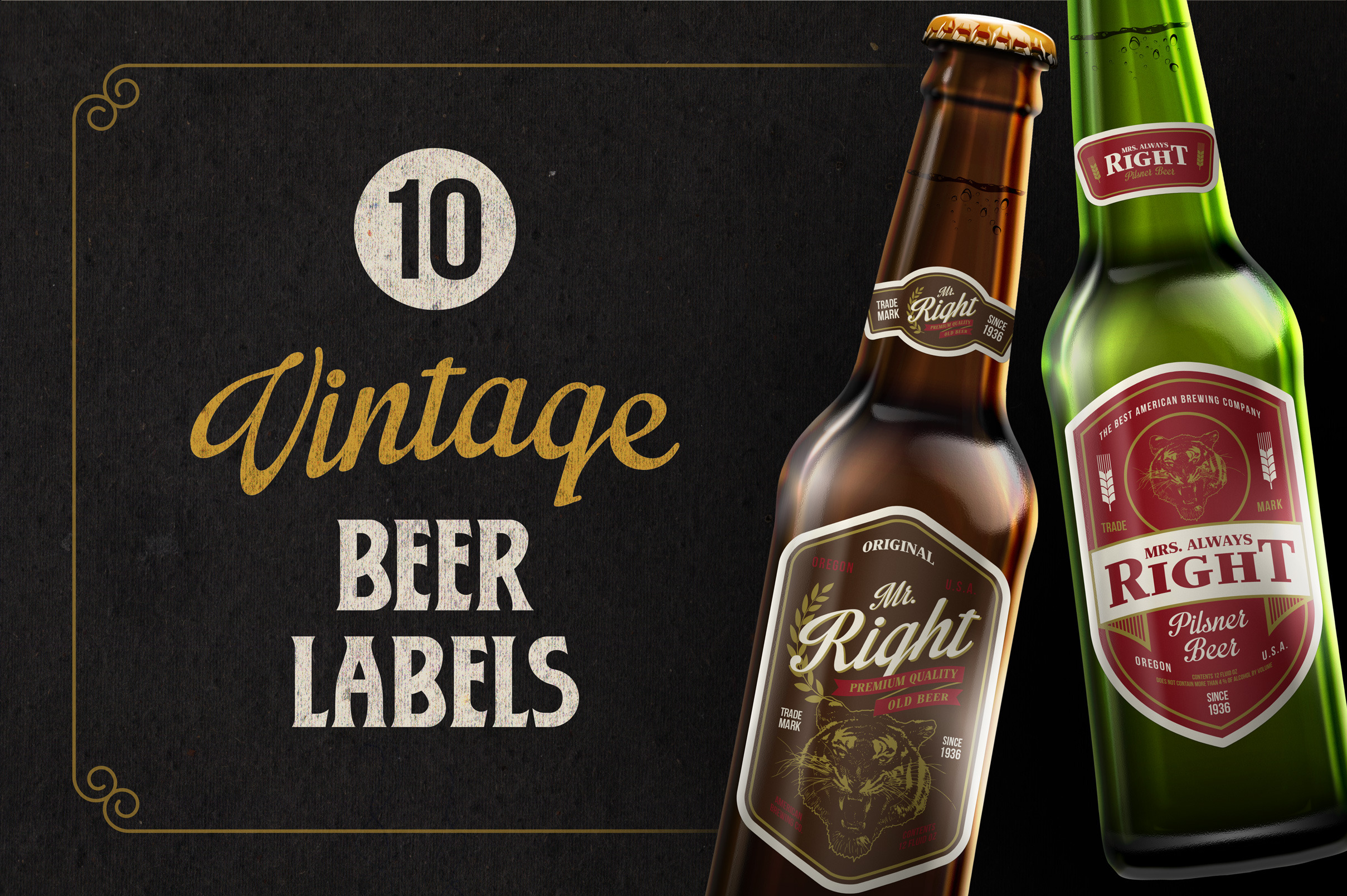 10 Vintage Beer Labels, an Object Graphic by Aksa & Nusa Co.