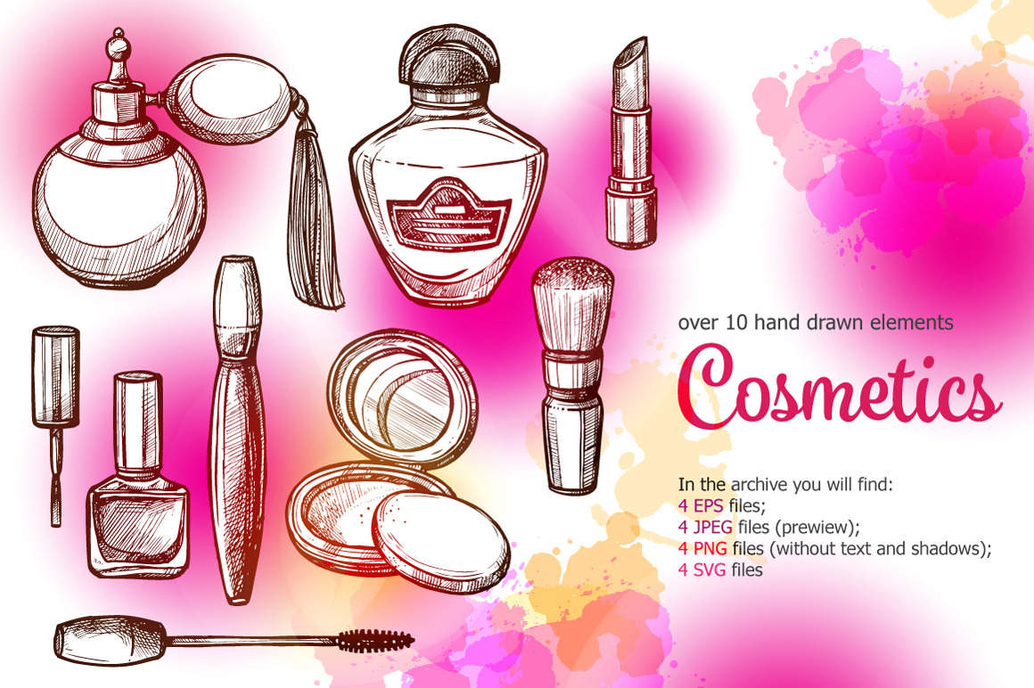 Hand Drawn Make Up Set, an Illustration by Macrovector
