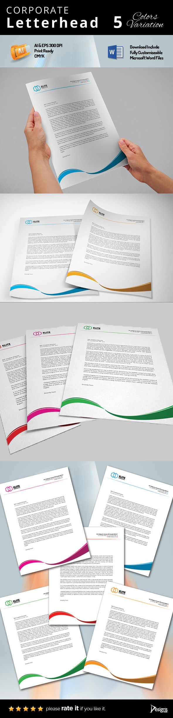 Letterhead MS Word, a Stationery Template by Design'sTRIBE