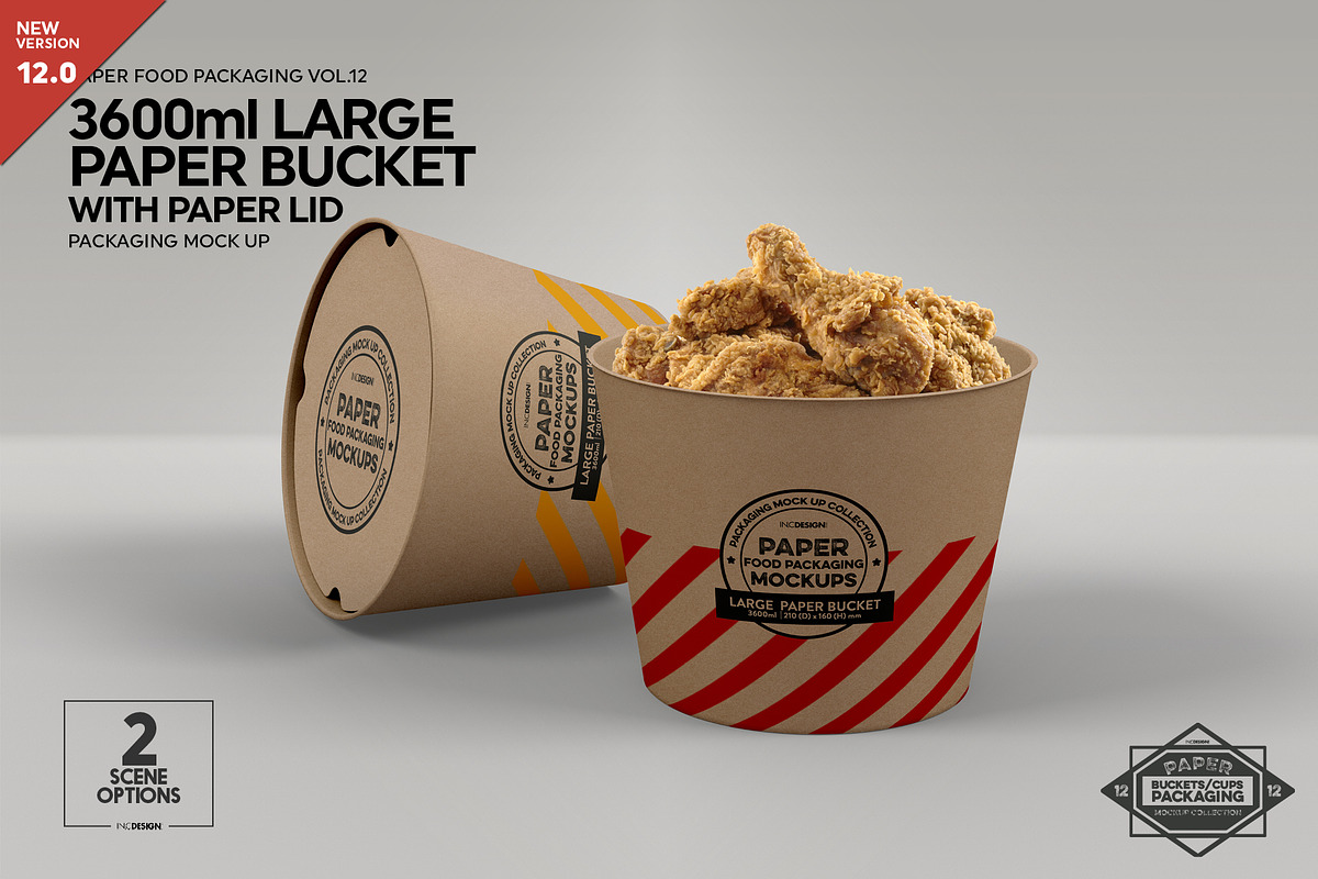 Large Paper Bucket Paper Lid Mockup, a Cups & Container Mockup by INCDesign