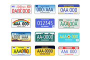 Vehicle Registration Plates Set. | Transportation Illustrations ...
