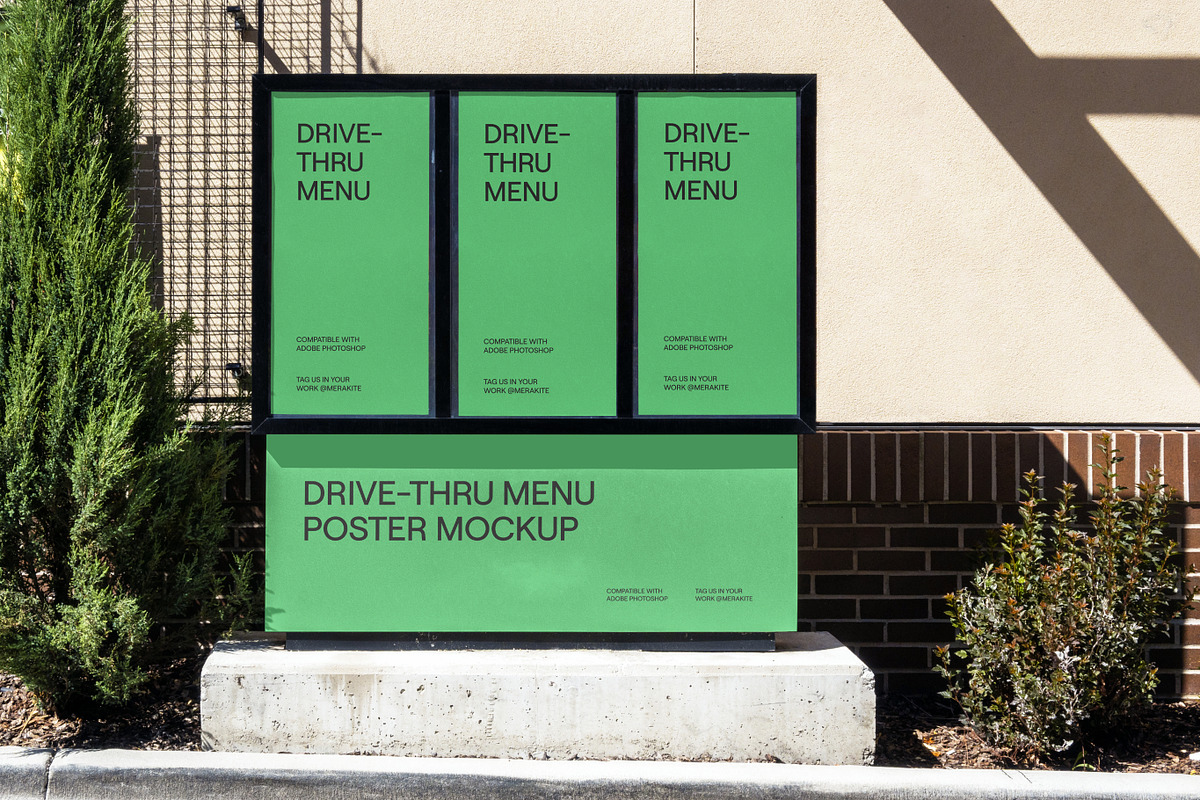 Drive-Thru Fast Food Sign Mockup PSD